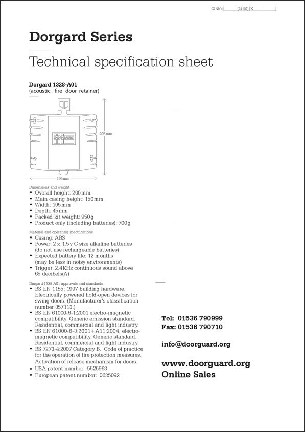Dorgard - Technical Specification Sheet